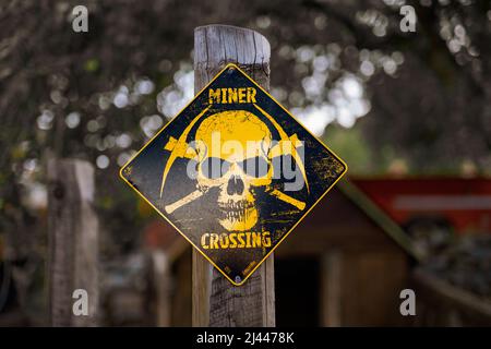 Miner Crossing Warning Sign Stock Photo - Alamy