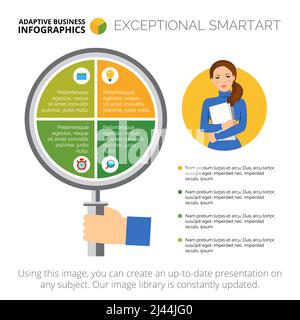 Business infographics with six elements. Metaphor chart, process diagram, template. Creative ...