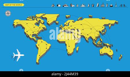 Simple straight line business map of the world, vector background Stock ...