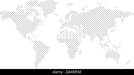 Minimalist oblique line business map of the world, vector background ...