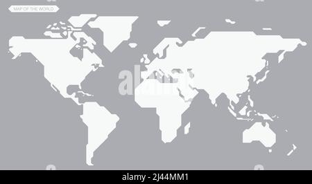 simple straight line map of the world, vector background Stock Vector ...