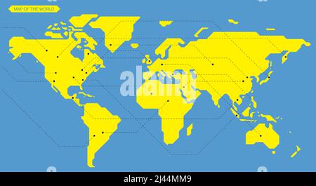 simple straight line map of the world, vector background Stock Vector ...