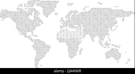 Maze map of the world . Earth map. Vector illustration Stock Vector ...