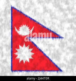 Flag of Nepal. Fabric Texture. National symbol Stock Photo - Alamy