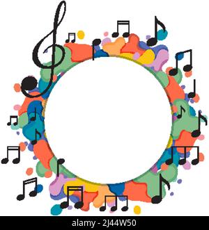 Banner music notes colourful on white background illustration Stock ...