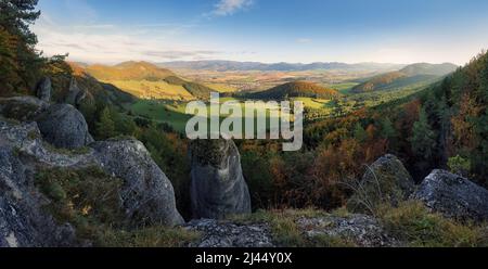 Sulovske skaly (Sulov Rocks): Sulov Valley in autumn colors, meadow ...