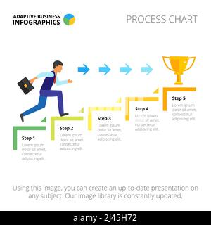 Step chart with five elements. Metaphor chart, arrow diagram, template. Creative concept for ...