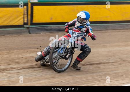 Belle Vue Colts' rider Sam Hagon in action during the Belle Vue Aces ...