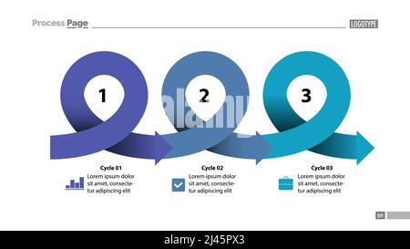 Three step process chart slide template. Diagram, strategy, plan ...