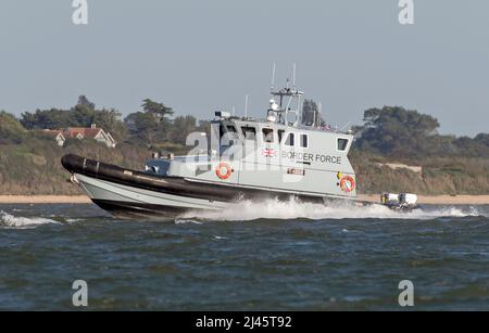 Border Force Vessel HMC Eagle operating in Porstmouth harbour. She is ...