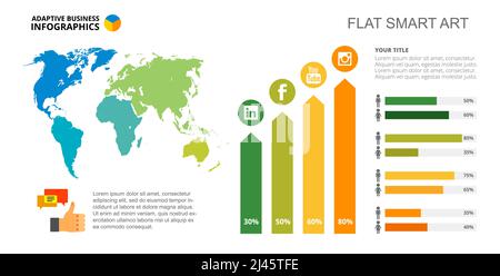 Comparison infographics. Percentage diagram, map chart, bar chart ...