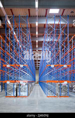 Elsenfeld, Germany. 12th Apr, 2022. Bags of tent flooring are stored in ...