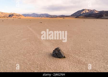 Sailing stones on the Racetrack Playa located in Death Valley National ...