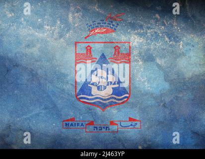 Top view of flag Haifa, Israel. Israeli patriot and travel concept. no ...
