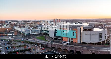 aerial view of the Doncaster skyline from thw west Stock Photo - Alamy