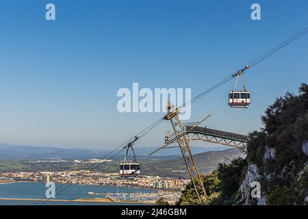 GIBRALTAR, UK - APRIL 7, 2022 - Cable Car at the Rock of Gibraltar ...
