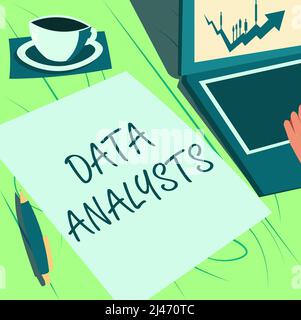 Conceptual caption Data Analysts. Business idea Programmer Design and Create Report Identifies ...