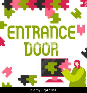 Sign displaying Entrance Door. Conceptual photo Way in Doorway Gate ...