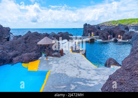 Varadouro natural swimming pools at Faial island, Azores, Portugal ...