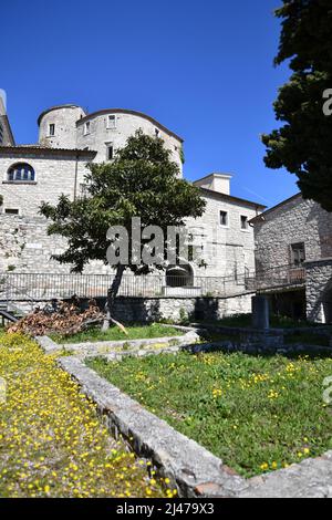 Gesualdo, Avellino, Campania, Italy: square and fountain with castle on ...