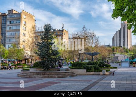 Razgrad, Bulgaria, April 30, 2021: Main square of Bulgarian town ...