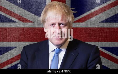 Boris Johnson and United Kingdom flag (UK Stock Photo - Alamy