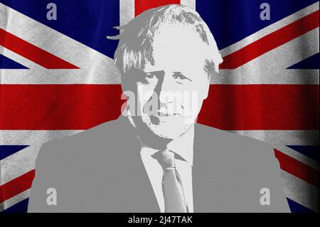Boris Johnson and United Kingdom flag (UK Stock Photo - Alamy