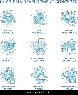 Personality linear icons set. Charismatic, Outgoing, Reserved ...