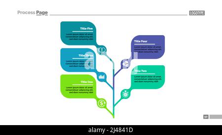 Step diagram with five elements. Metaphor chart, process diagram, template. Creative concept for ...