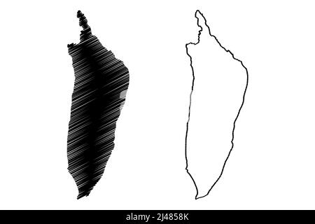 Silda island (Kingdom of Norway) map vector illustration, scribble ...