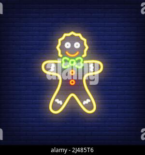 Gingerbread man neon cartoon character Stock Vector Image & Art - Alamy