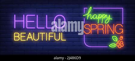 Hi lettering neon sign Stock Vector Image & Art - Alamy