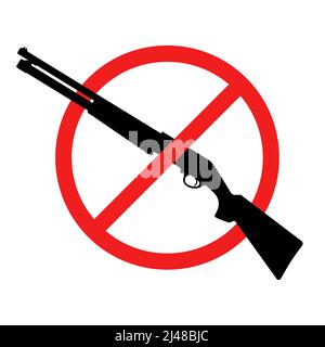 No rifle sign. No weapons sign. No guns icon. Red round prohibition ...