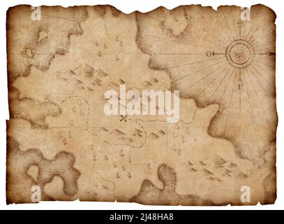 pirates treasure map with cross mark Stock Photo - Alamy