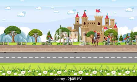 Medieval town scene in cartoon style illustration Stock Vector Image ...