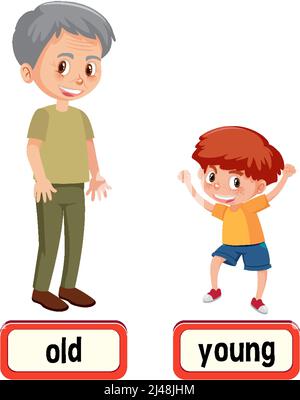 Opposite words for old and young illustration Stock Vector Image & Art ...