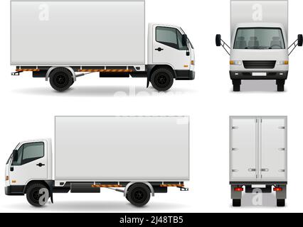 Lorry with blank surface realistic advertising mockup side view, front ...