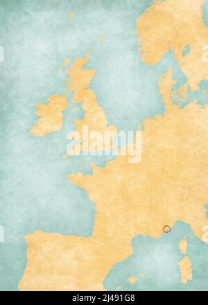 Vintage paper map of Monaco Stock Photo - Alamy