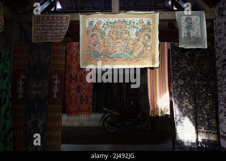 Balinese traditional kamasan painting at the workshop of I Wayan Yudara ...