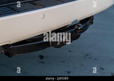 Close up, black car tow hitch.view of the vehicle hitch closeup Stock ...
