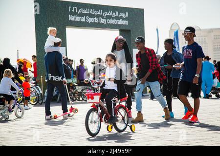 Doha ,Qatar-February 14,2016 : Beach volleyball on the occasion of the Cultural diversity ...
