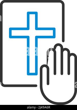 Hand On Bible Icon. Editable Bold Outline With Color Fill Design ...