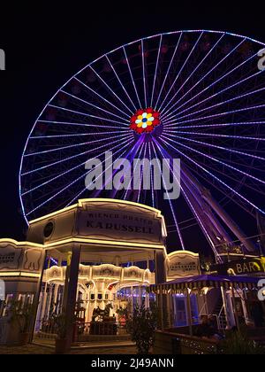 Funfair Carousel at night, Wiener Prater, Vienna, Austria, Europe Stock ...