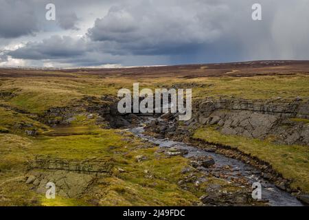 Maizebeck heading towards High Cup Nick in the North Pennines Stock ...