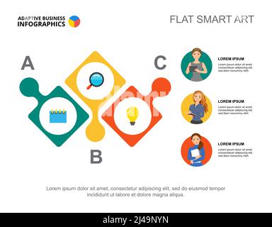 Three coworkers team process chart template for presentation Stock ...