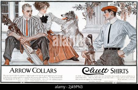 Vintage advertising: Arrow collars and shirts (1912) Poster design by ...