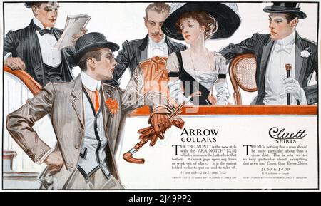 Vintage advertising: Arrow collars and shirts (1912) Poster design by ...