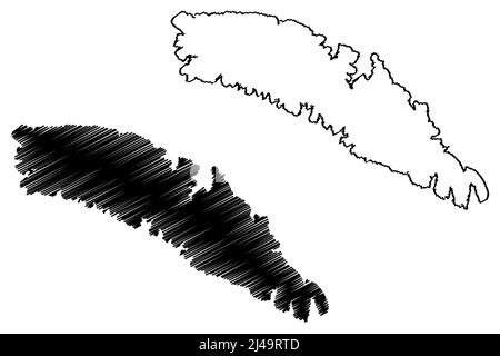 Solta island (Republic of Croatia, Adriatic Sea) map vector ...