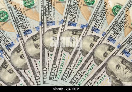 A groud of hundred dollar bills spread Stock Photo - Alamy
