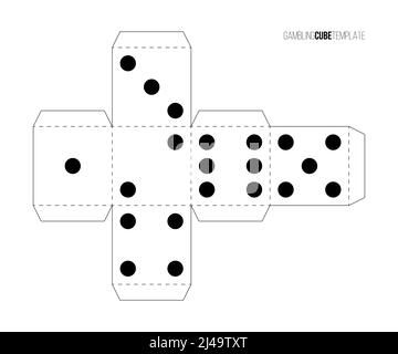 Cube for gambling paper template. Casino craps and playing games vector ...